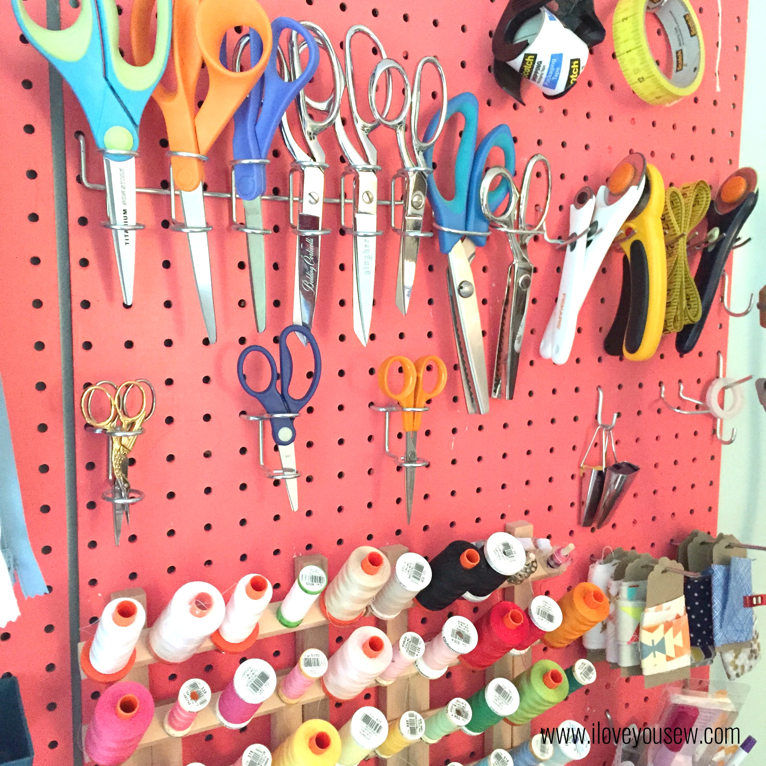 Honest Sewing Room Tour – Supply Pegboard – Love You Sew